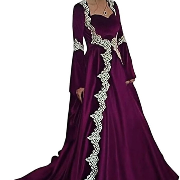 Dresses | Medieval Renaissance Elven Purple Velvet Lace Trim Dress ...